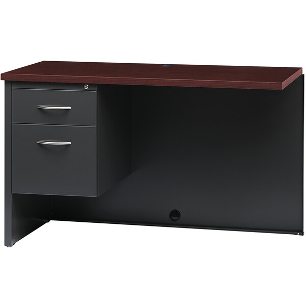 Hirsh Industries 24" x 48" Charcoal / Mahogany Left-Hand Return for ...