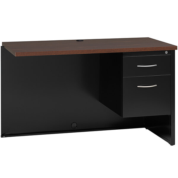 Hirsh Industries 24" x 48" Black / Walnut Right-Hand Return for Single ...