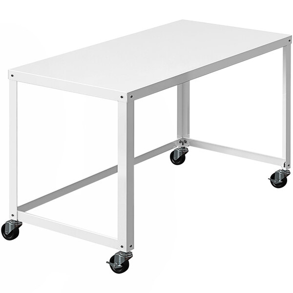 Hirsh Industries 47 1/2" White Mobile Metal Desk