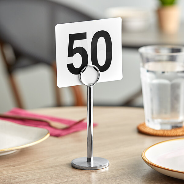 Choice 4" Plastic Table Number Cards - 1 to 50