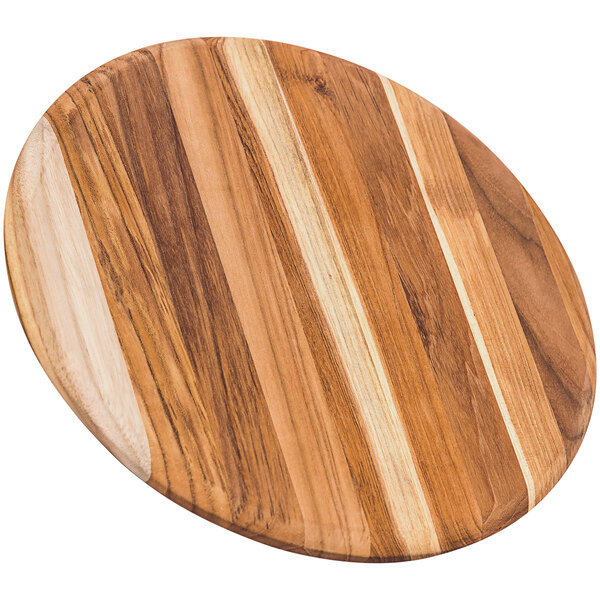 Teakhaus Elegant 13" Teakwood Round Serving Board with Rounded Edge