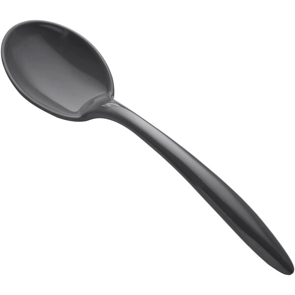 Bon Chef EZ-Use 9 3/4" Gunmetal Gray Melamine Solid Serving Spoon M-9463-GM