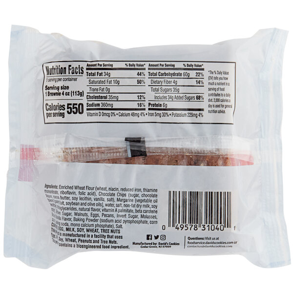 David's Cookies Individually Wrapped Blondie Brownie 4 oz. - 48/Case