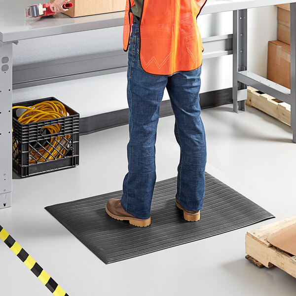 Lavex Single-Layer Foam 2' x 3' Black Anti-Fatigue Mat with Rib Emboss