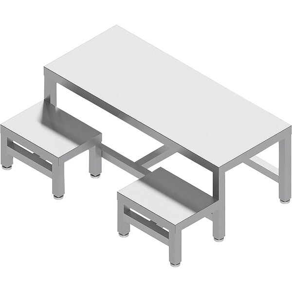 BenchPro 32" x 48" x 18" Double Two-Level Stainless Steel Gowning Bench ...