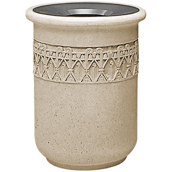 Wausau Tile TF1115 24 Gallon Concrete Round Decorative Outdoor Waste ...