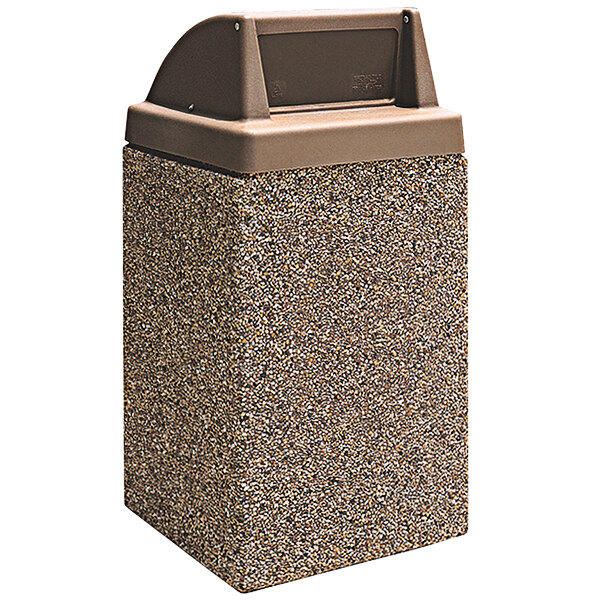 Wausau Tile TF1029 44 Gallon Concrete Square Trash Can with Steel Side ...