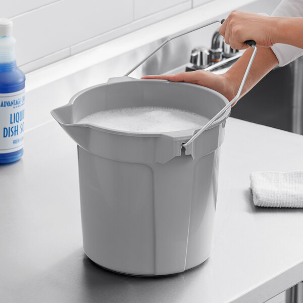 Lavex 10 Qt. Gray Round Bucket