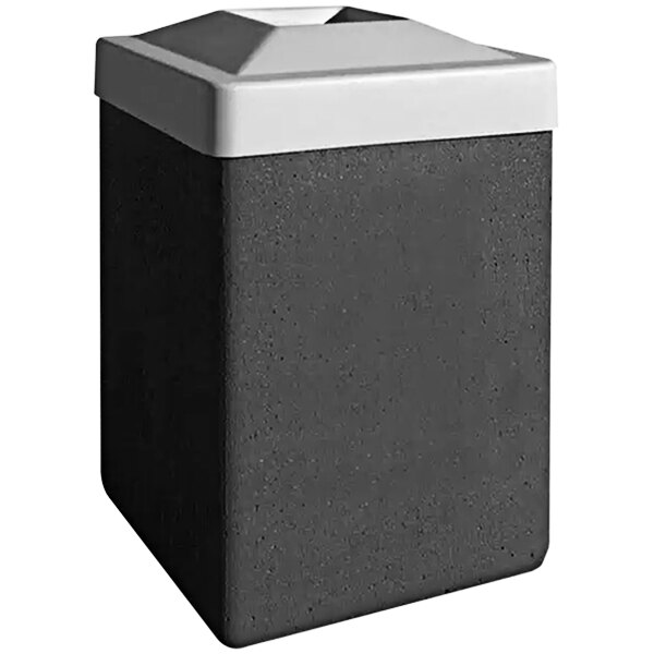 Wausau Tile TF1025 53 Gallon Concrete Square Decorative Outdoor Trash ...
