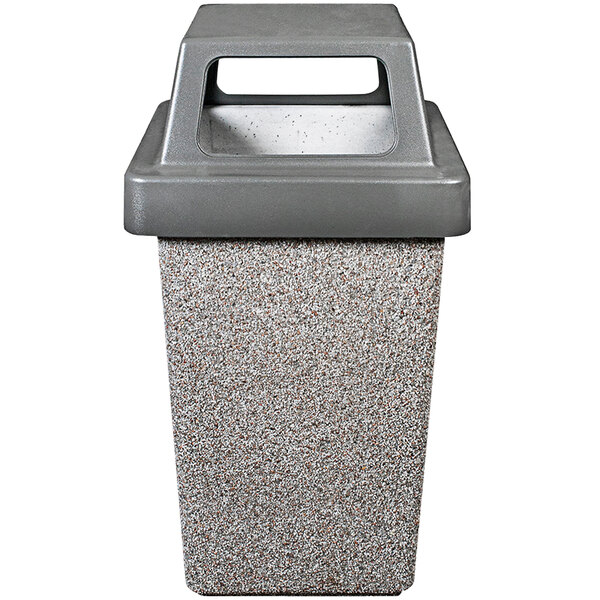 Wausau Tile TF1016 30 Gallon Concrete Square Trash Receptacle with ...