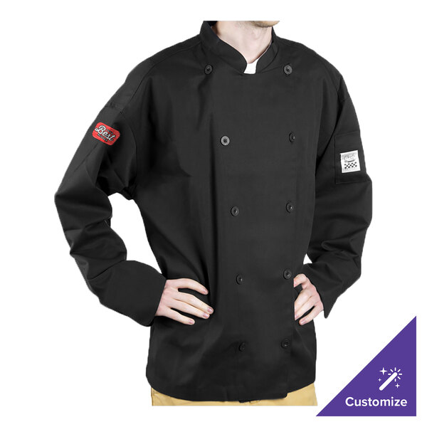 Chef Revival Traditional J030BK Unisex Black Customizable Executive ...