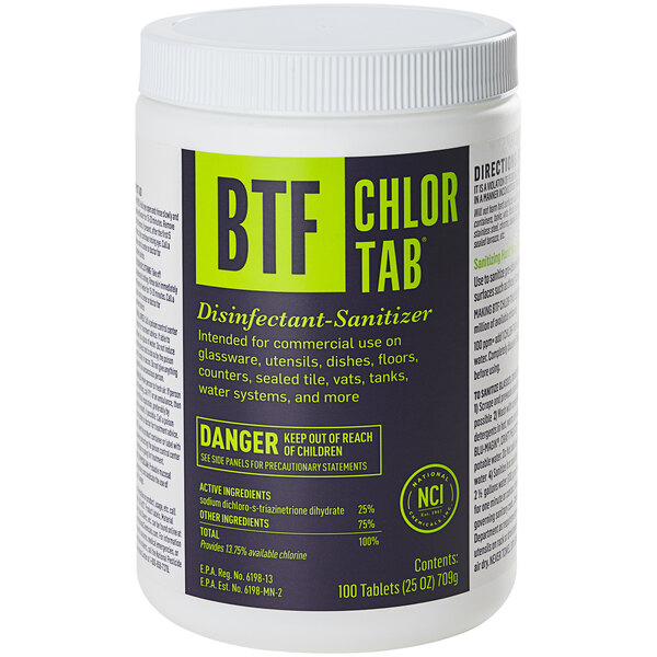 National Chemicals Inc. 13002 BTF Chlor-Tab Bar Glass Sanitizer Tablet ...