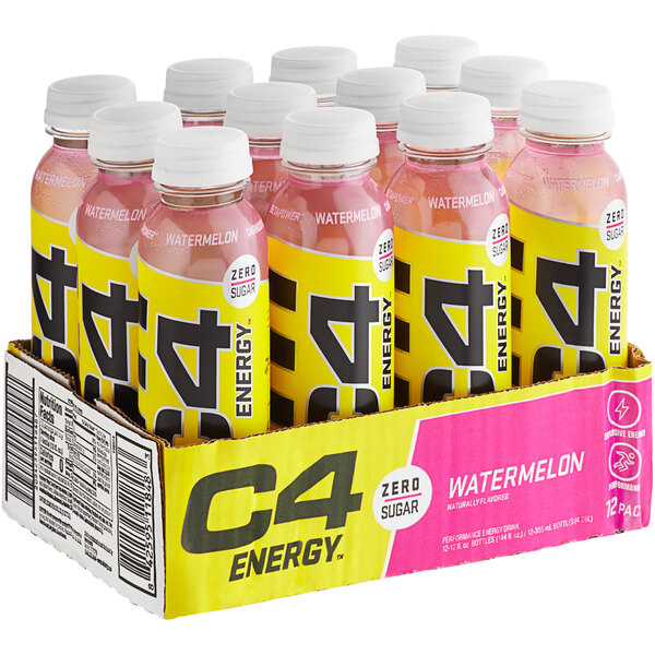 C4 Energy Watermelon Energy Drink 12 fl. oz. Bottle - 12/Case
