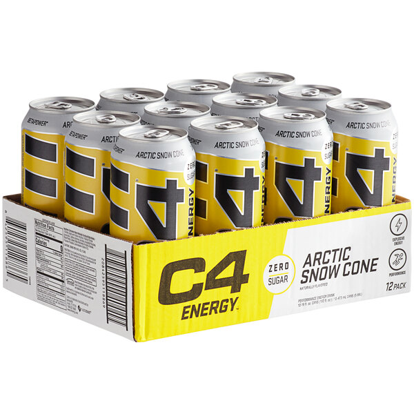 C4 Energy Arctic Snow Cone Energy Drink 16 fl. oz. Can - 12/Case