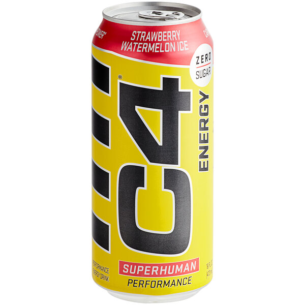 C4 Energy Strawberry Watermelon Ice Energy Drink 16 fl. oz. Can - 12/Case