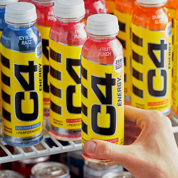 C4 Energy Fruit Punch Energy Drink 12 fl. oz. Bottle - 12/Case