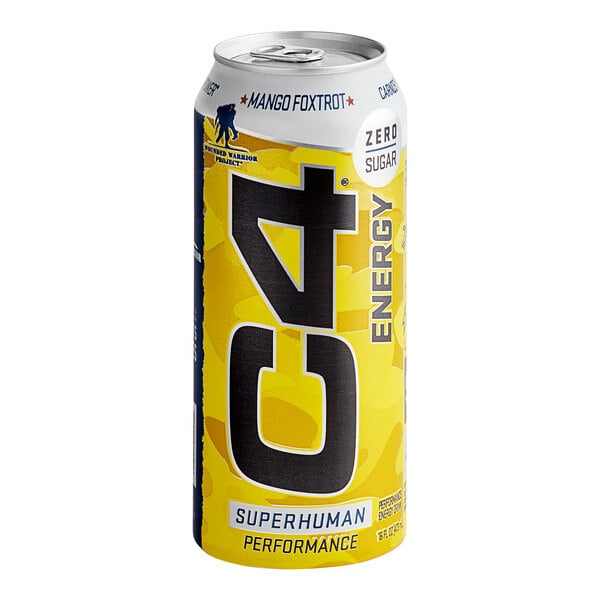 C4 Energy Mango Foxtrot Wounded Warrior Energy Drink 16 fl. oz. Can ...