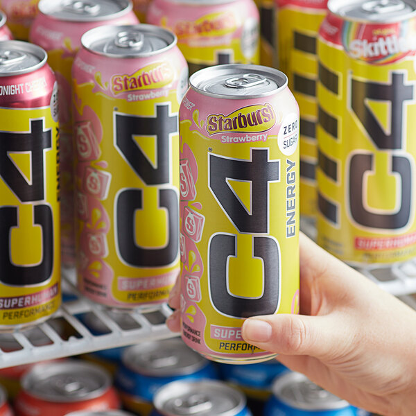 C4 Energy Strawberry Starburst Energy Drink 16 fl. oz. Can - 12/Case