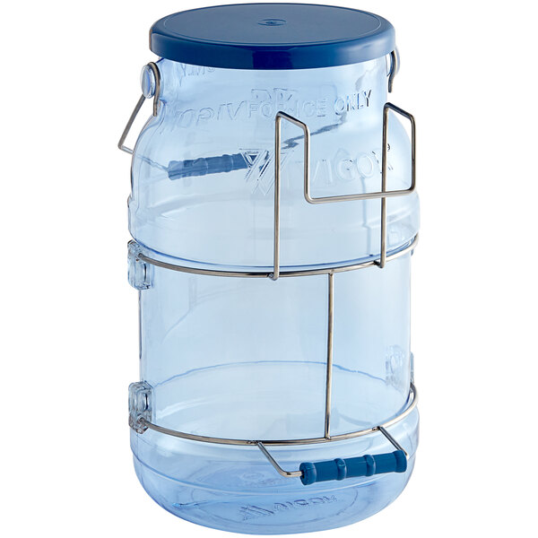 Vigor 6 Gallon Blue Polycarbonate Ice Tote with Lid and Hanger