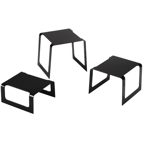 Vollrath 4600960 Black Stainless Steel 3-Piece Square Bent Riser Set