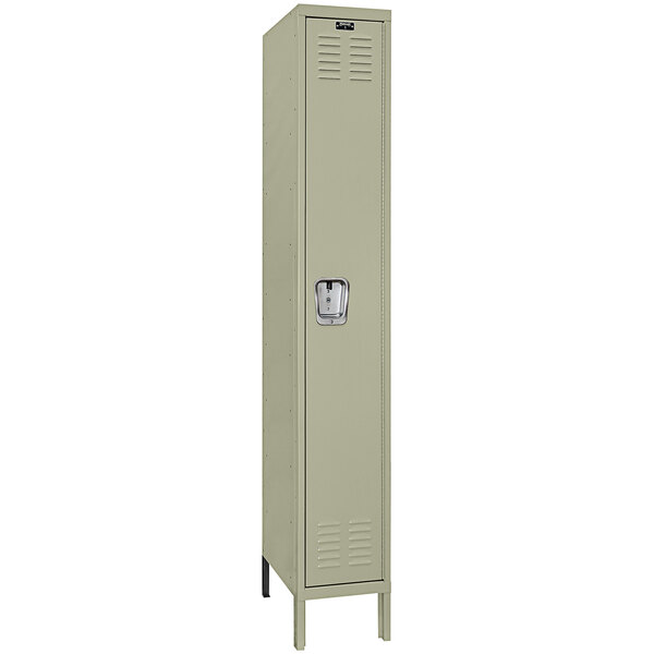 Hallowell Tan 12" x 12" x 78" Single, 1 Tier Locker with Recessed ...