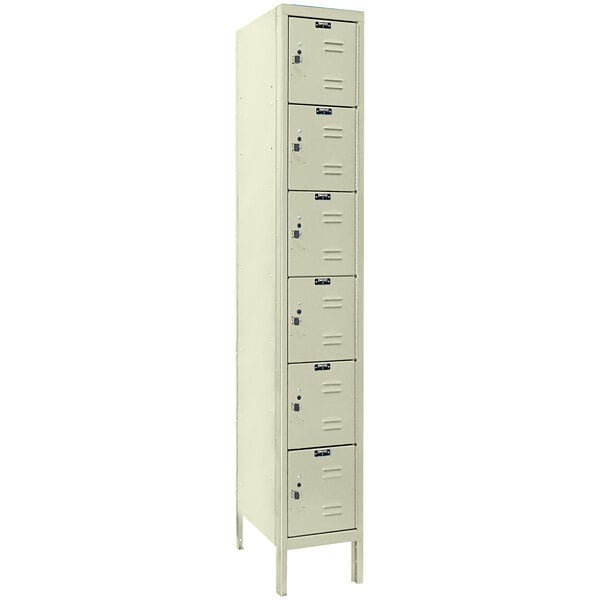Hallowell Tan 12" x 12" x 78" Single, 6 Tier Box Locker with Padlock ...