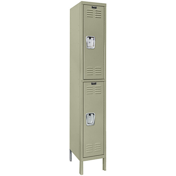 Hallowell Tan 12" x 15" x 78" Single, 2 Tier Locker with Recessed ...