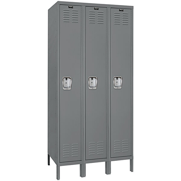 Hallowell Gray 36" x 15" x 78" Triple, 1 Tier Locker with Recessed ...