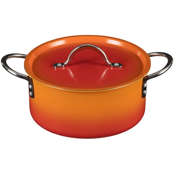 Bon Chef Country French X 3.3 Qt. Ombre Tangerine Sauce Pot with Cover ...