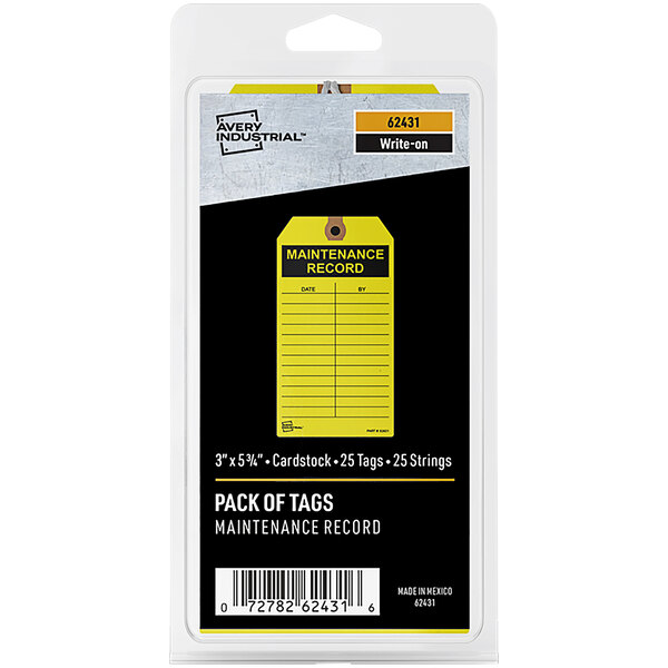 Avery® 3" x 5 3/4" "Maintenance Record" Yellow Pre-Printed Pre-Strung ...