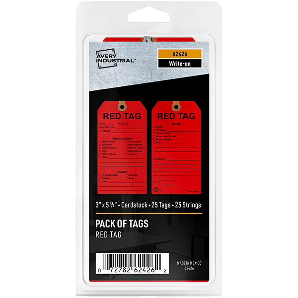 Avery® 3" x 5 3/4" "Red Tag" Pre-Printed Pre-Strung Cardstock 5S Hang ...