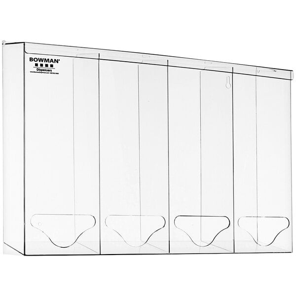 BOWMAN Dispensers Clear PETG Plastic Tall Quad Bulk Dispenser BK314-0111