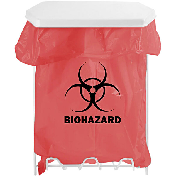 BOWMAN Dispensers White Coated Wire 1 Gallon Biohazard Bag Holder with ...