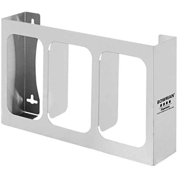 BOWMAN Dispensers Stainless Steel Wall Mount Divided Triple Glove Box ...
