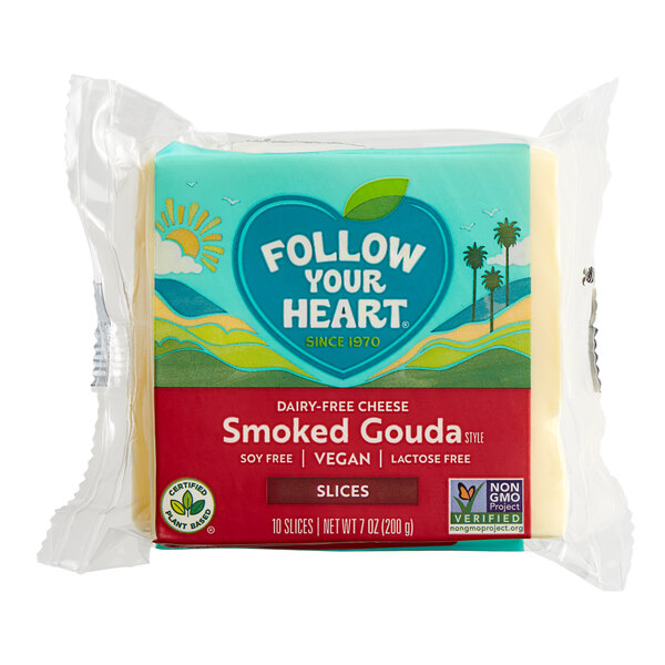 Follow Your Heart Dairy-Free Vegan Sliced Smoked Gouda Cheese 7 oz ...