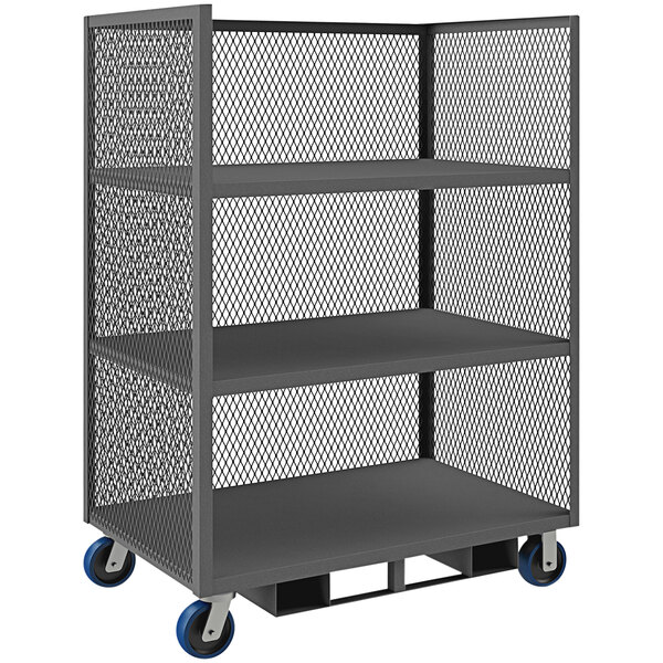 Durham Mfg 30" x 48" 3-Shelf Steel Mesh Cart with Forklift Pockets ...
