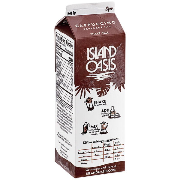 Island Oasis Cappuccino Frozen Beverage Mix 32 fl. oz. - 12/Case