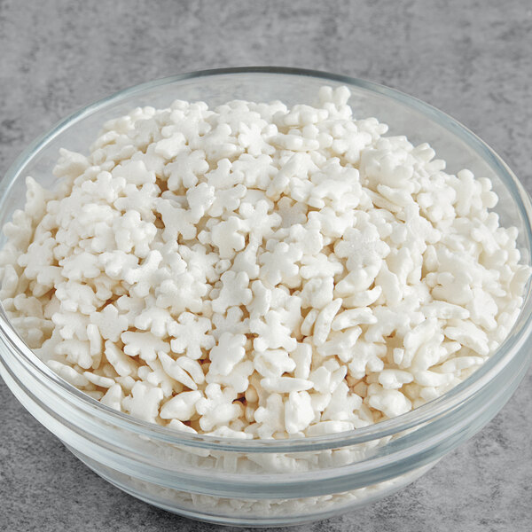 Mavalerio White Pearlized Snowflake Sprinkles 10 lb.
