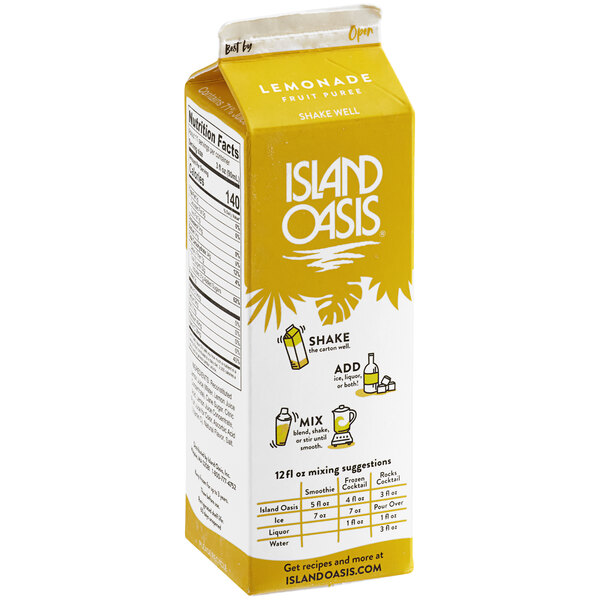 Island Oasis Lemonade Frozen Beverage Mix 32 fl. oz. - 12/Case