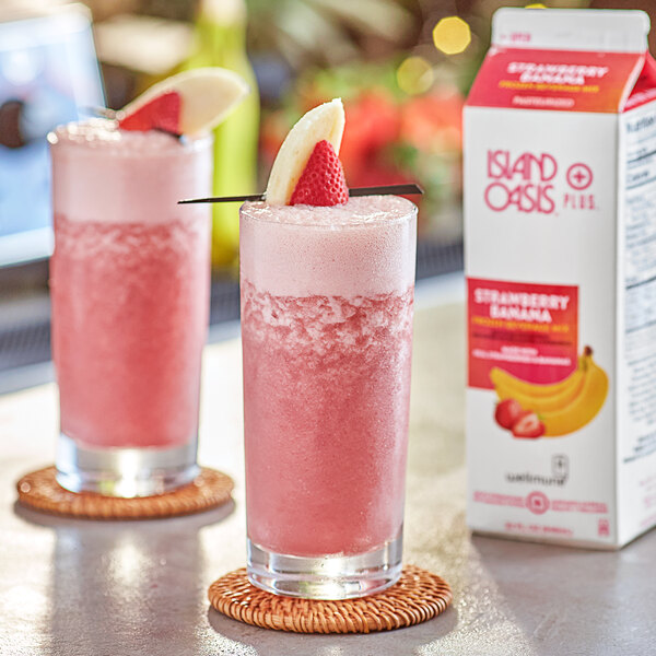 Island Oasis Plus Strawberry Banana Frozen Beverage Mix 32 fl. oz. - 12 ...