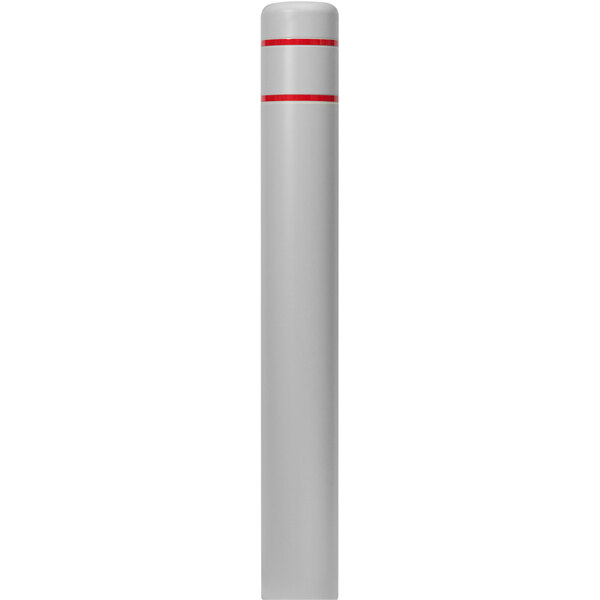 Innoplast BollardGard 7 1/8" x 52" Light Gray Bollard Cover with Red ...