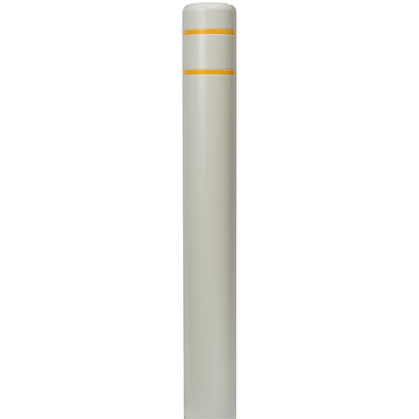 Innoplast BollardGard 7 1/8" x 52" Light Gray Bollard Cover with Yellow ...