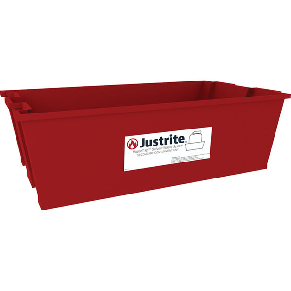 Justrite 9 Gallon Plastic Red Spill Basin for 13.5 and 20 Liter Carboys ...
