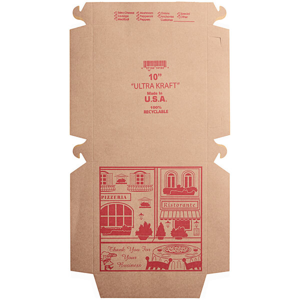 Choice 10" x 10" x 1 1/2" Clay Coated Customizable Kraft Pizza Box ...