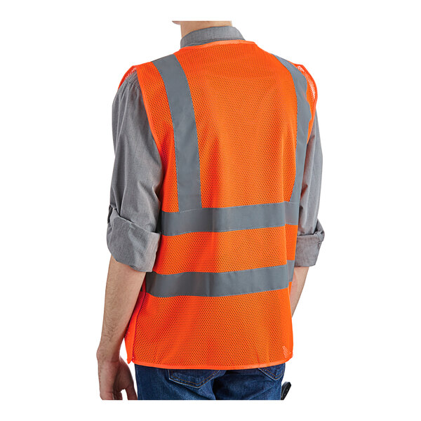 Lavex Class 2 Orange High Visibility 5-Point Breakaway Safety Vest with ...