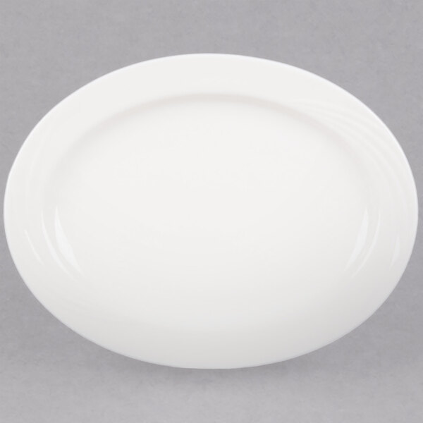 CAC GAD-19 Garden State 12 3/4" Bone White Oval Porcelain Porcelain ...