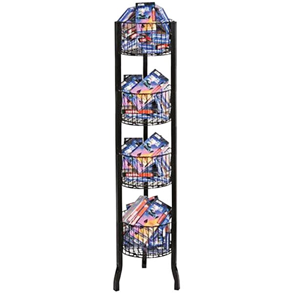 12" x 54 1/2" 4-Tier Black Round Display Bin
