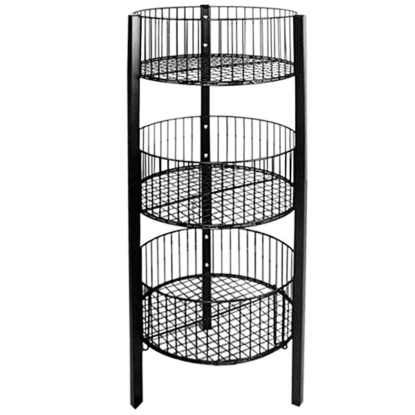 18" x 45" 3-Tier Black Round Display Bin