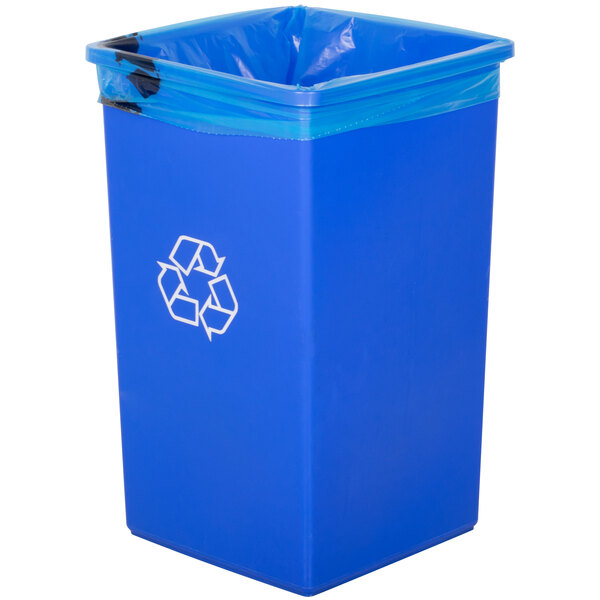 38 Gallon 1.2 Mil 30" X 46" Linear Low Density Blue Tint Recycling Bag ...