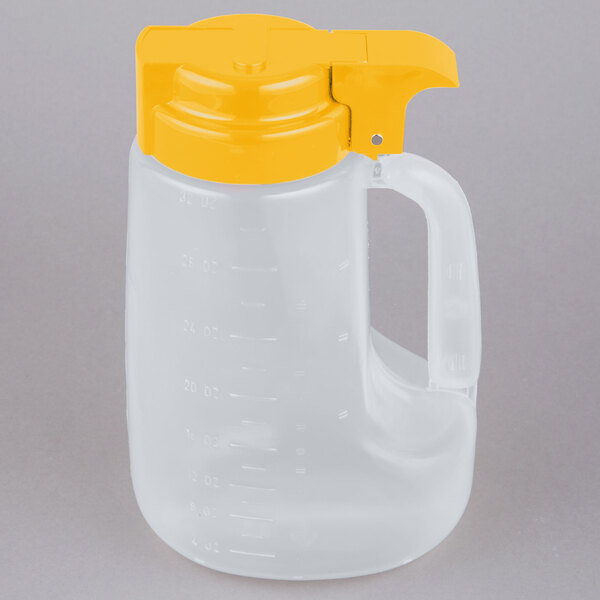 Tablecraft PP32Y Option 32 oz. Dispenser Jar with Yellow Top
